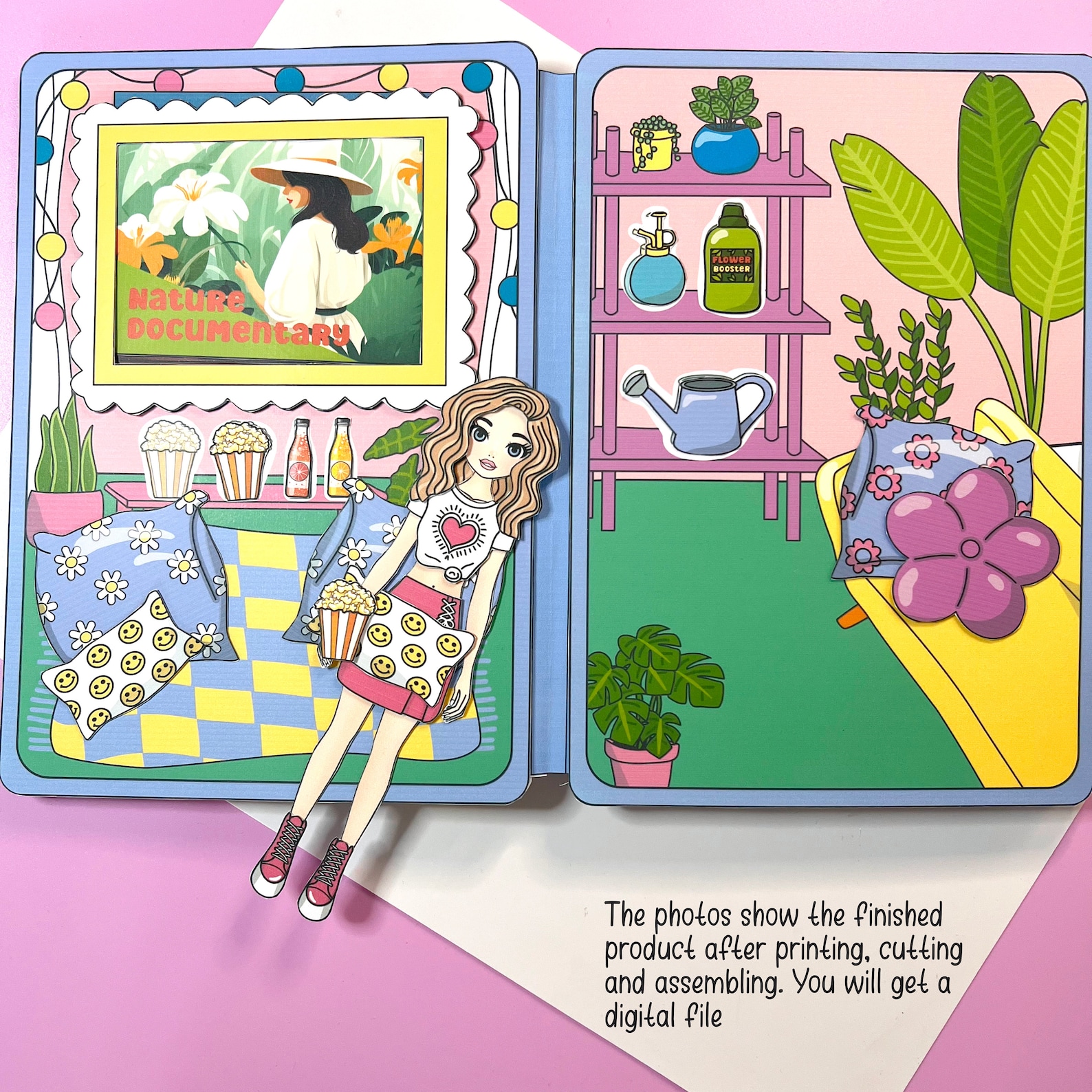 Printable Paper Dollhouse Book With Paper Doll: Preschool Pretend Play ...