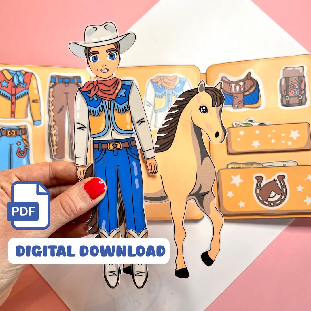 Cowboy Paper Doll Busy Book: DIY Printable Toys (digital Download) - Etsy
