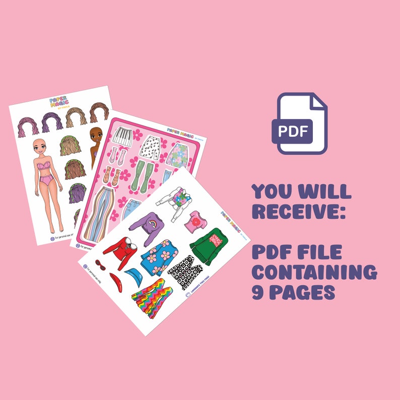 Printable Paper Doll Clothes Dress up Doll Colorful Paper Doll Busy ...