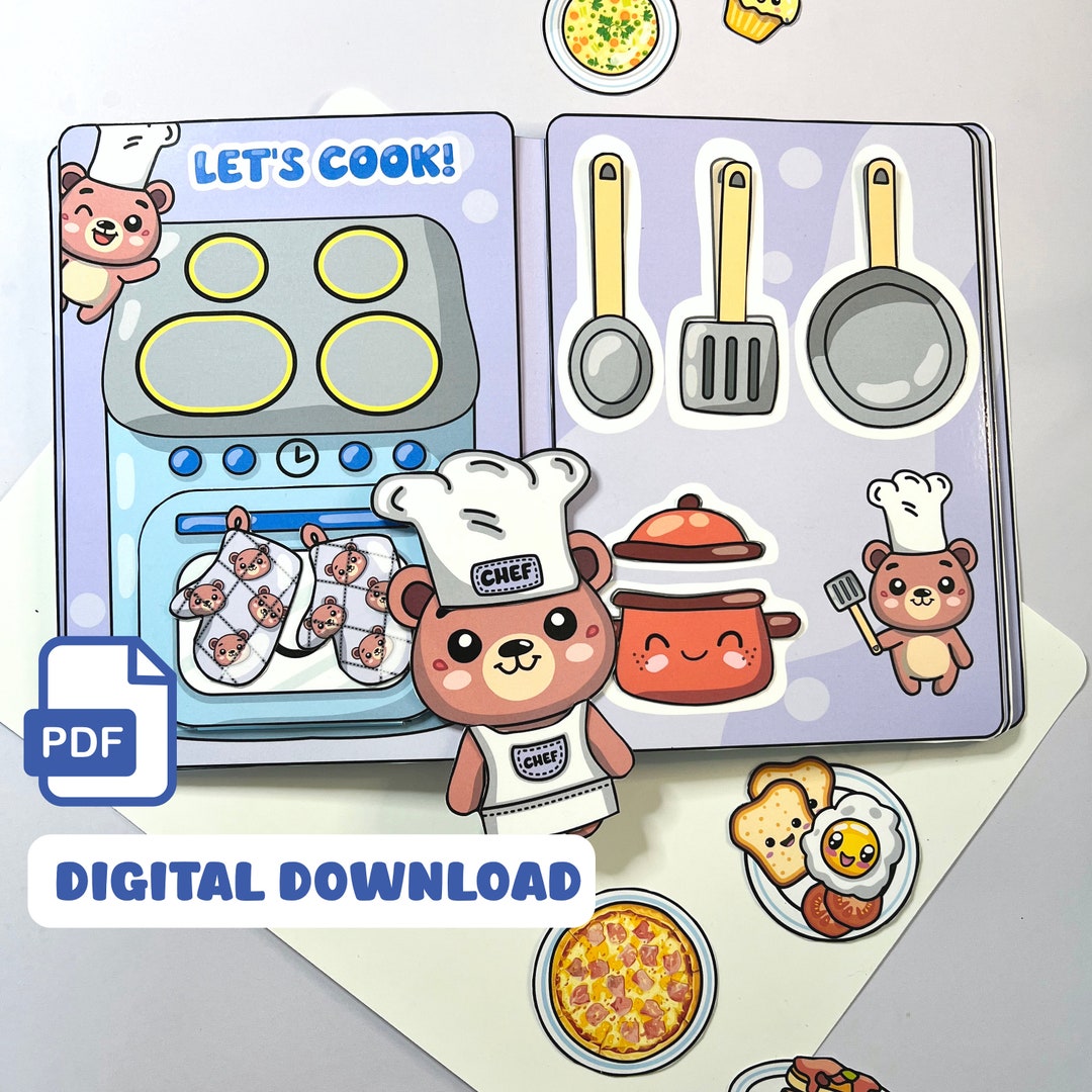 Toddler Kitchen Busy Book: Pretend Play Paper Doll Activity (digital ...