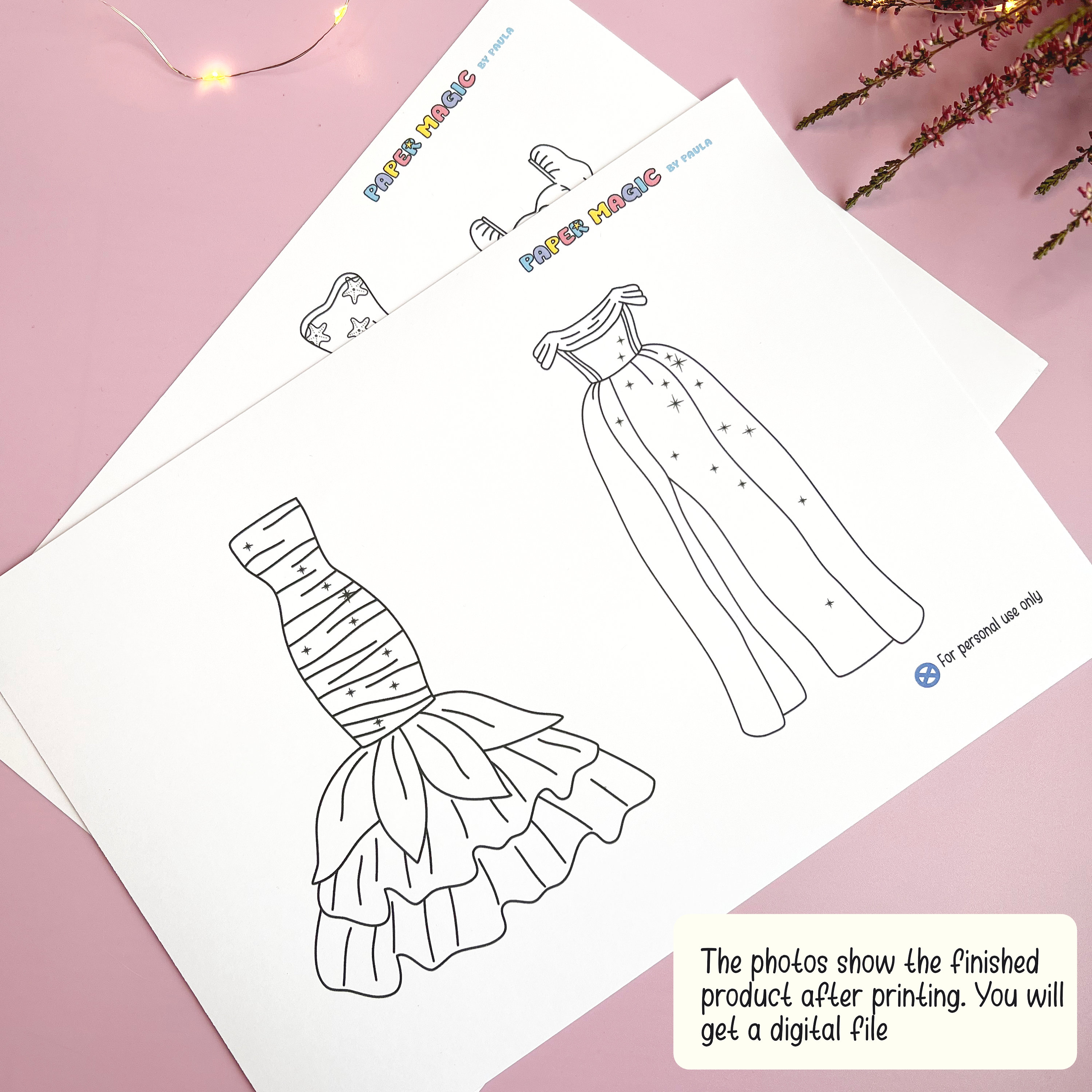 Mermaid Paper Doll Dress-up Coloring Pages: Fun Printable Activity for ...