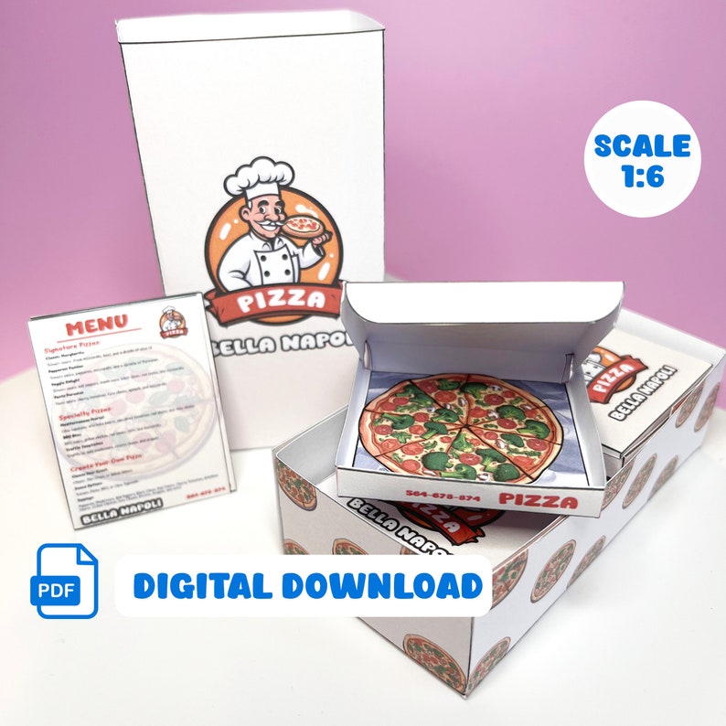 Miniature Pizza Printable Miniature Pizza Packages Dollhouse Printable ...