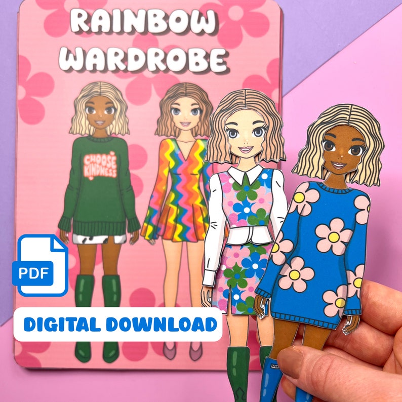 Printable Paper Doll Clothes Dress up Doll Colorful Paper Doll Busy ...