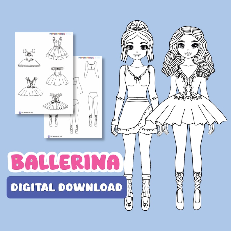 Paper Doll Coloring Pages Ballerina Minimalist Coloring Pages Color ...