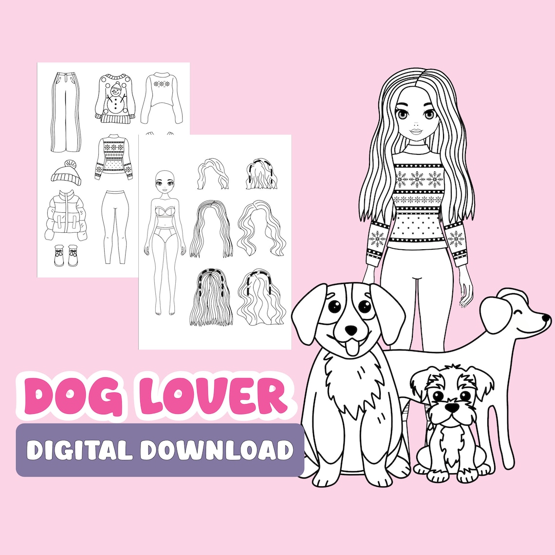 Coloring Pages Winter Paper Doll Dogs Coloring Pages Coloring Clothes ...