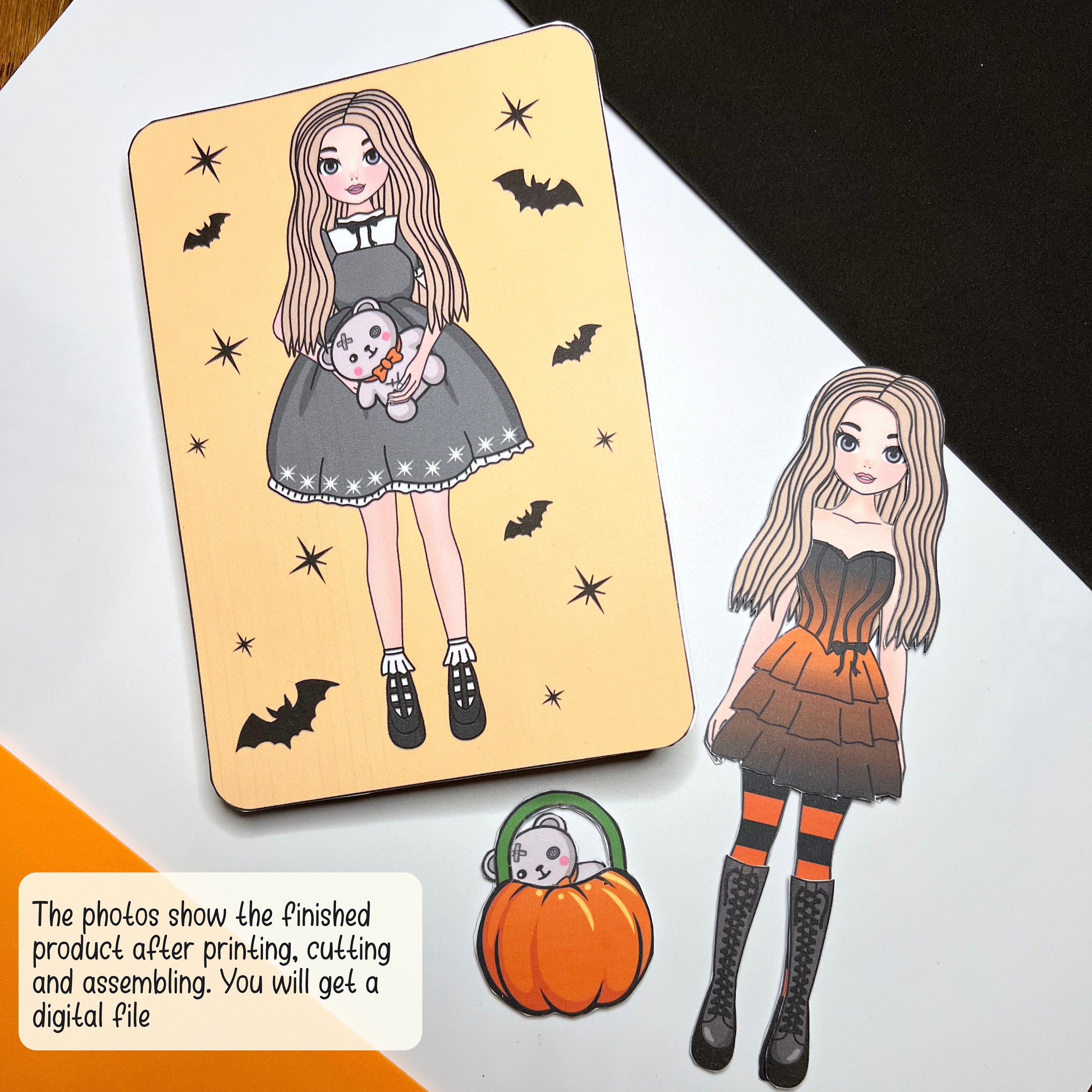 Printable Gothic Halloween Paper Doll: Spooky Dress-up Activity ...