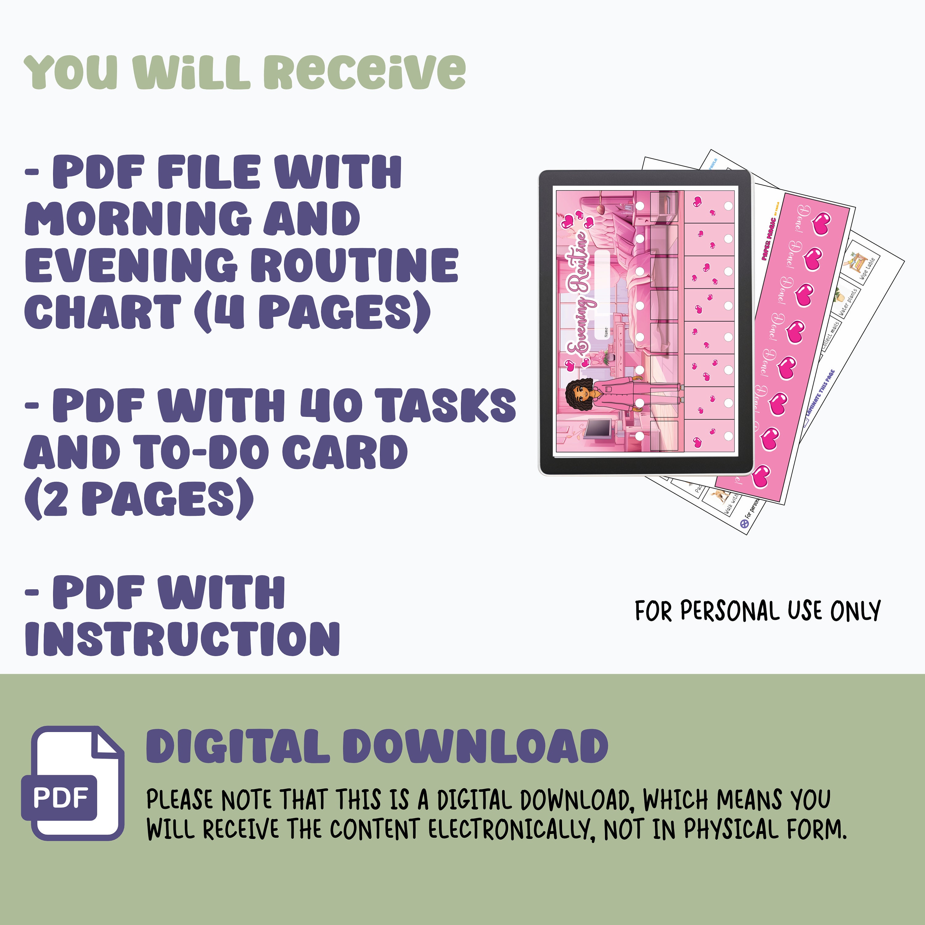 Morning & Evening Routine Printable Daily Routine Flip Chart Kids Daily ...
