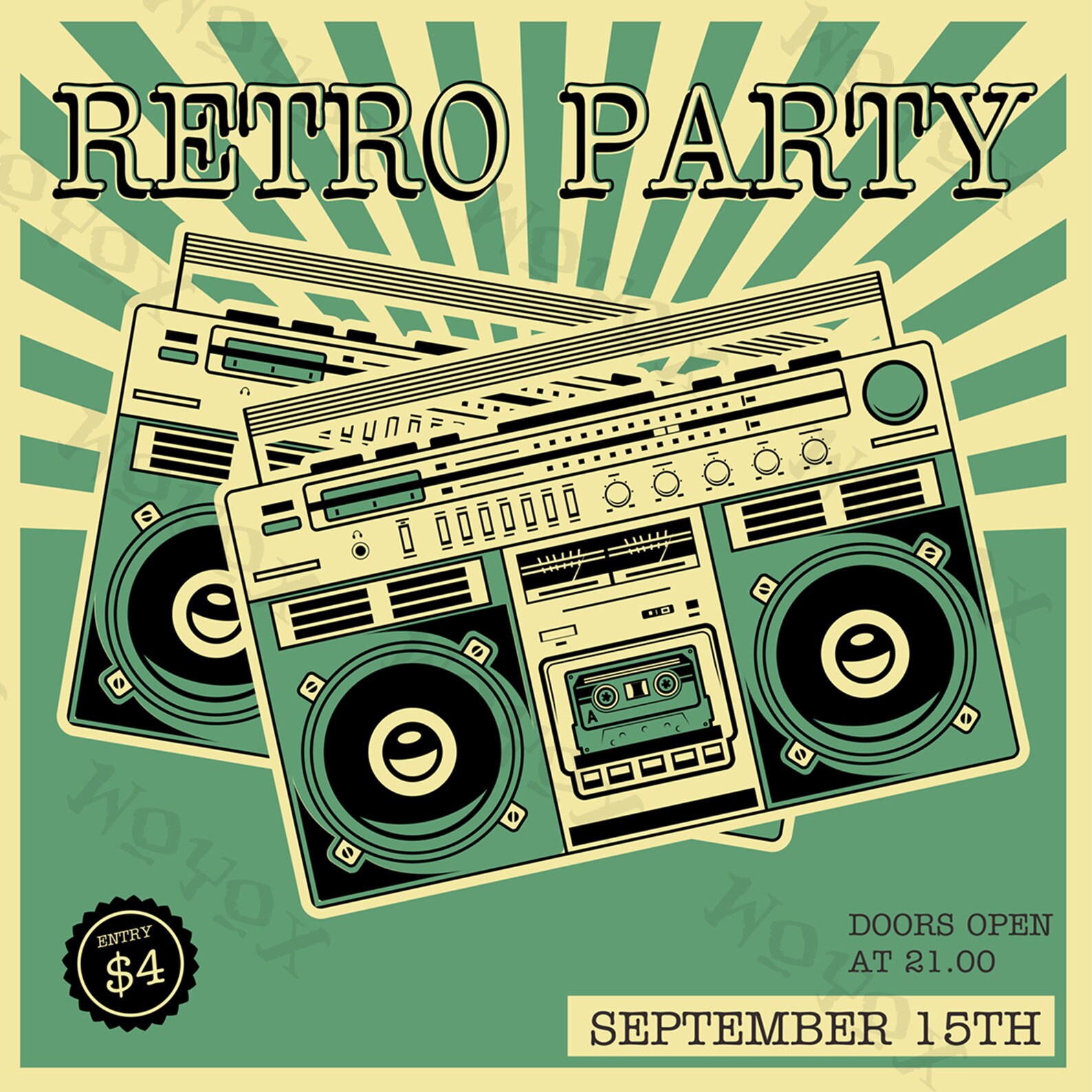 Boombox Retro Party Poster SVG Png Clip Art Ready to Print - Etsy