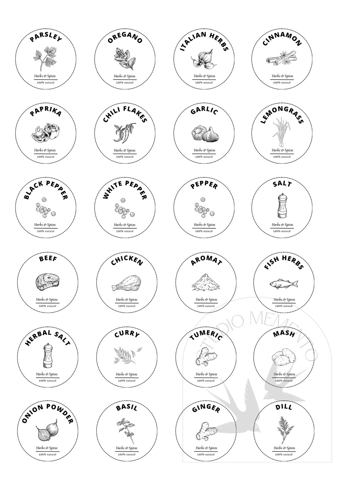 Herbs & Spices Herbal Labels Labels for Spice Jars 48 Tags Dutch - Etsy