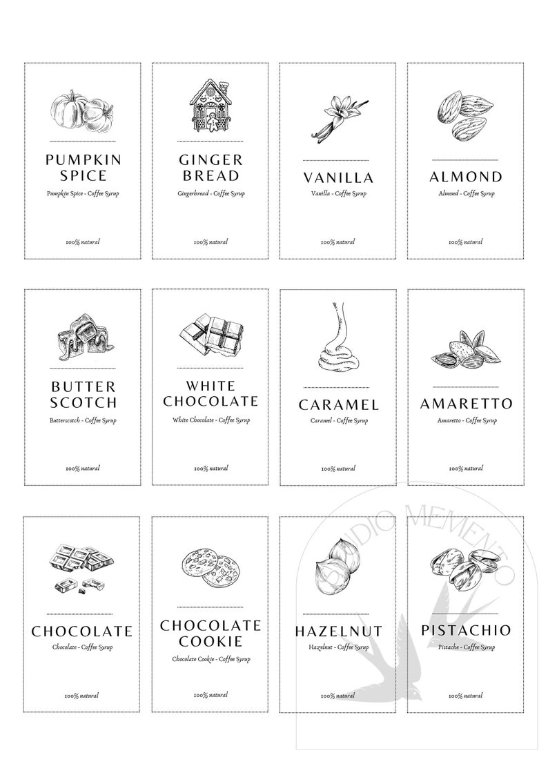 Coffee Syrup Labels for Your Coffee Bar 4 28 Tags Organization Labels ...