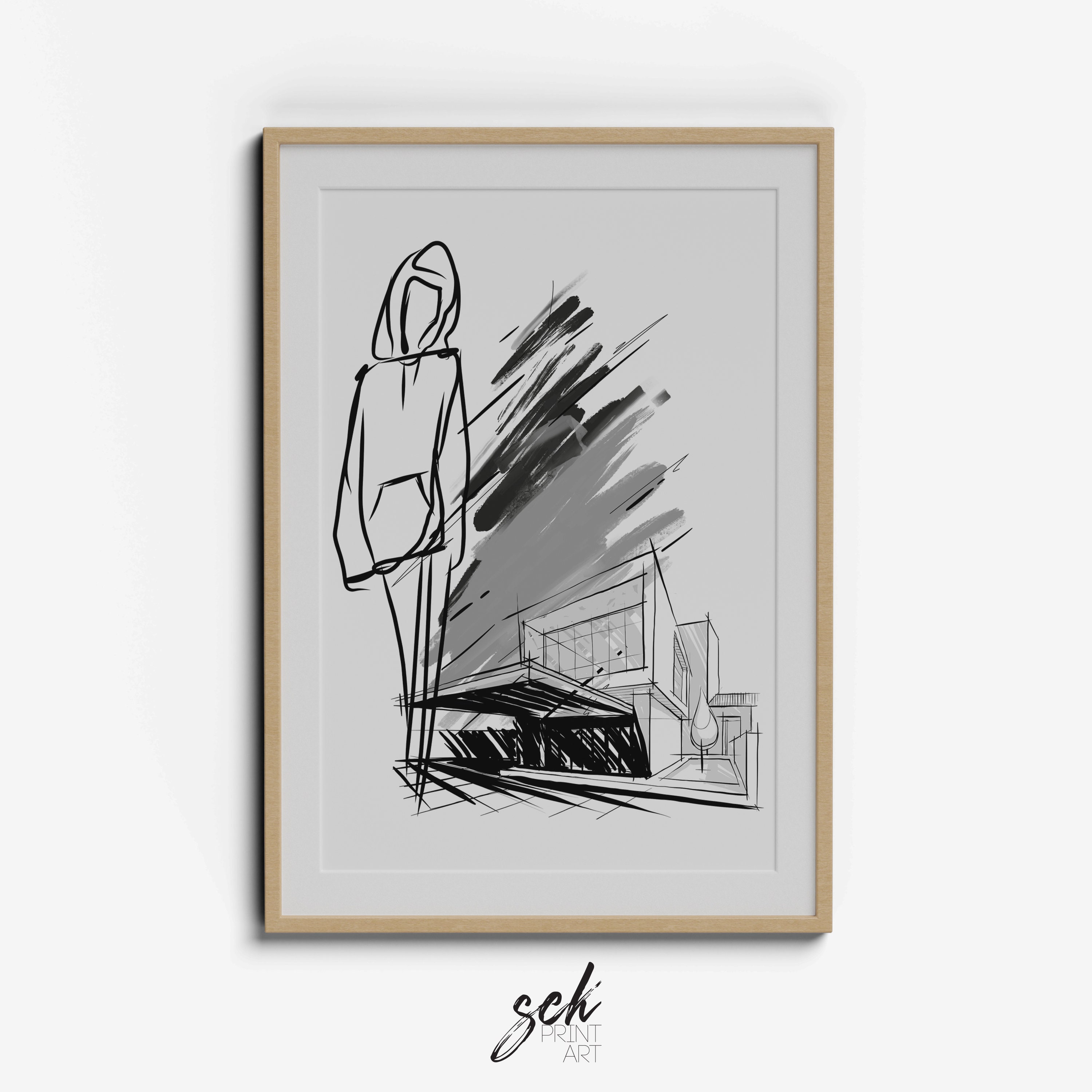 Line Illustration Wall Decor, Minimalist Wall Art, Minimal Black ...
