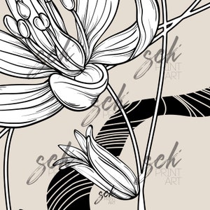 Abstract Botanical Digital Download, Beige Black Wall Art, Neutral ...