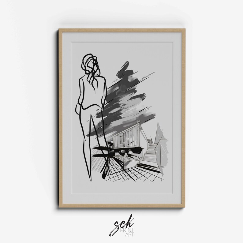 Line Illustration Wall Decor, Minimalist Wall Art, Minimal Black ...