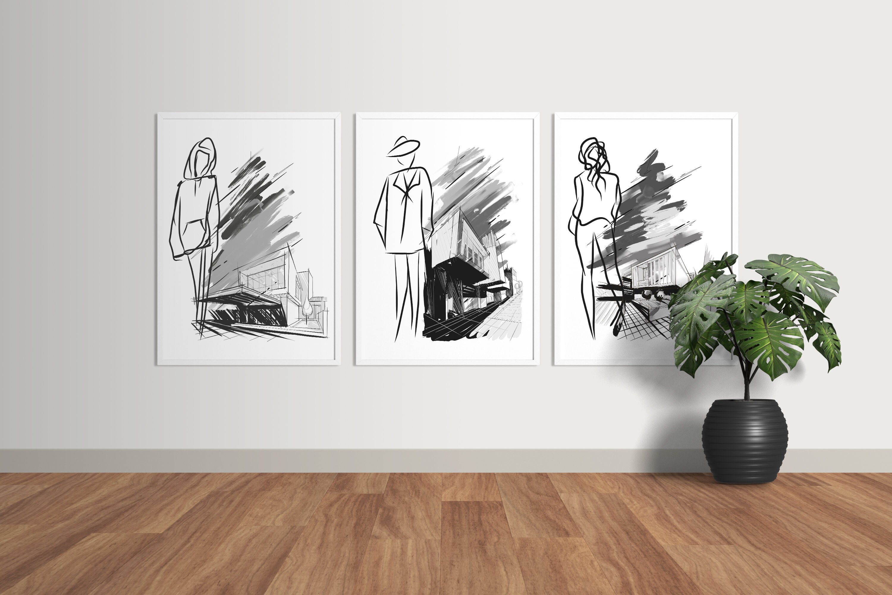 Line Illustration Wall Decor, Minimalist Wall Art, Minimal Black ...