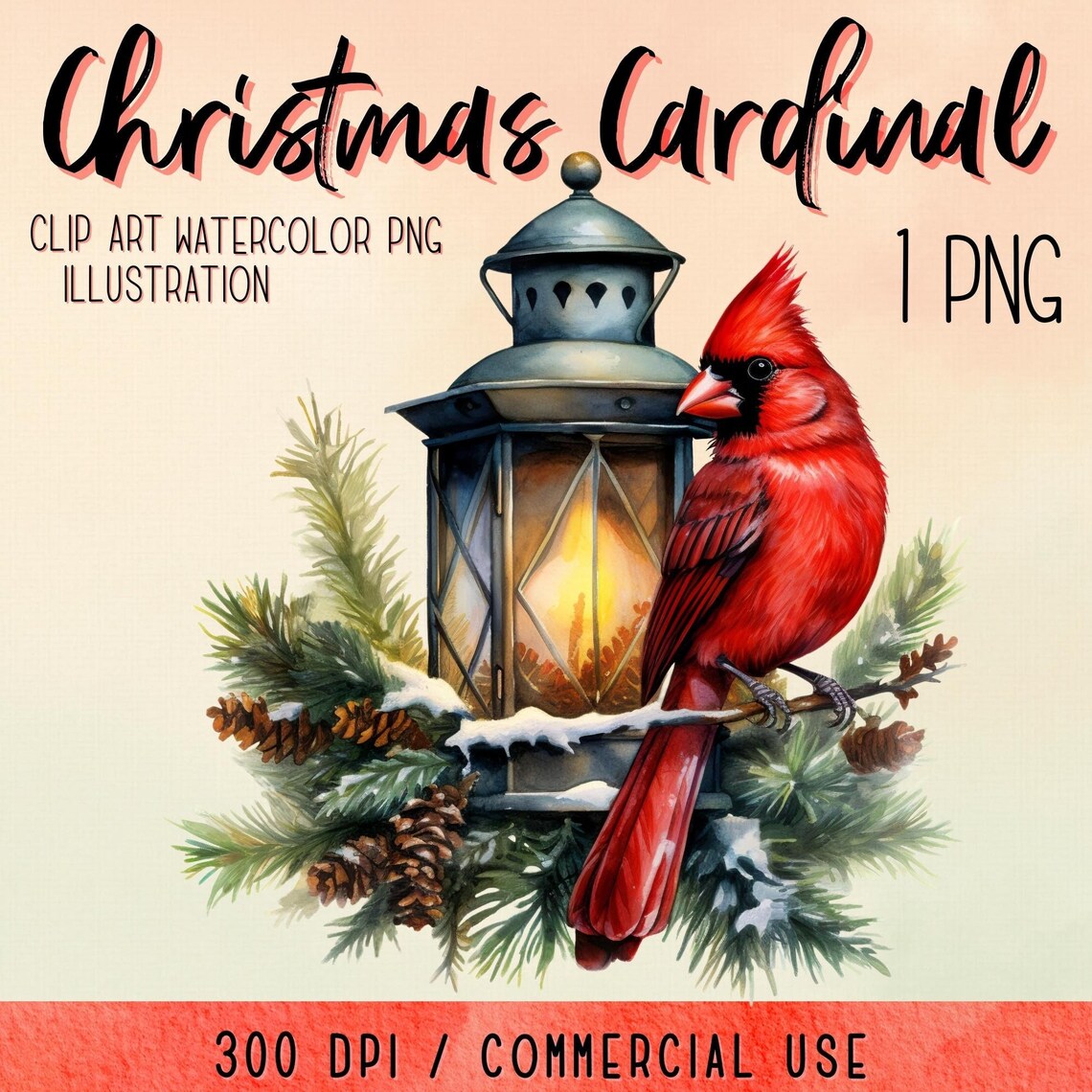 Watercolor Christmas Cardinal Clipart Clip Art Christmas Red Cardinal ...