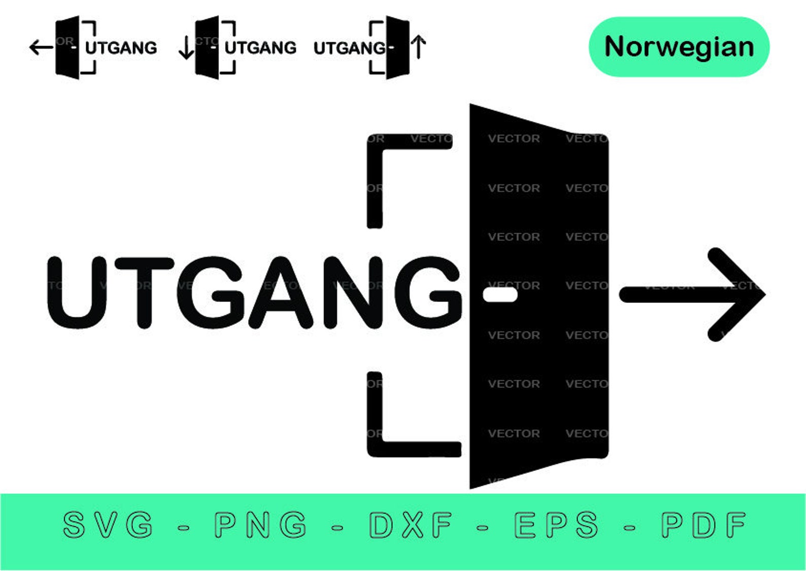 Exit Sign Icon in Norwegian Utgang svg Png Dxf Eps Pdf Digital Files - Etsy