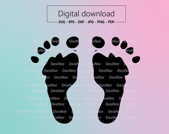 Footprints - Baby Feet - Digital Image Files Svg Eps Png Jpg Dxf - Etsy