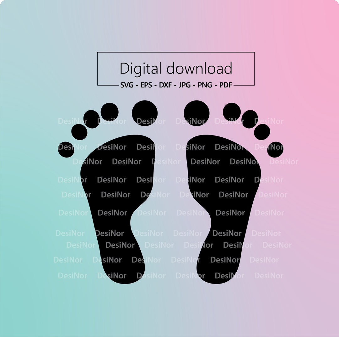 Footprints - Baby Feet - Digital Vector Image Files Svg Eps Png Jpg Dxf ...
