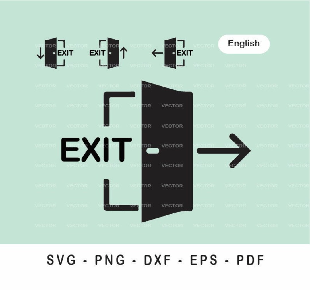 EXIT Sign Graphics Icon Vector [ Svg Png Dxf Eps Pdf ] - Digital ...
