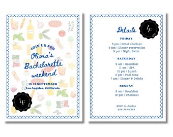 Coastal Cowgirl Bachelorette Invite and Itinerary | 5x7" Customizable ...