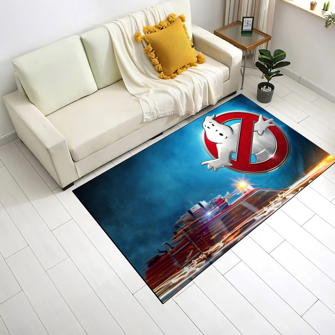 Ghostbusters Sci Fi Movie Area Rug, Digital Art Battler Car Guns Carpet ...