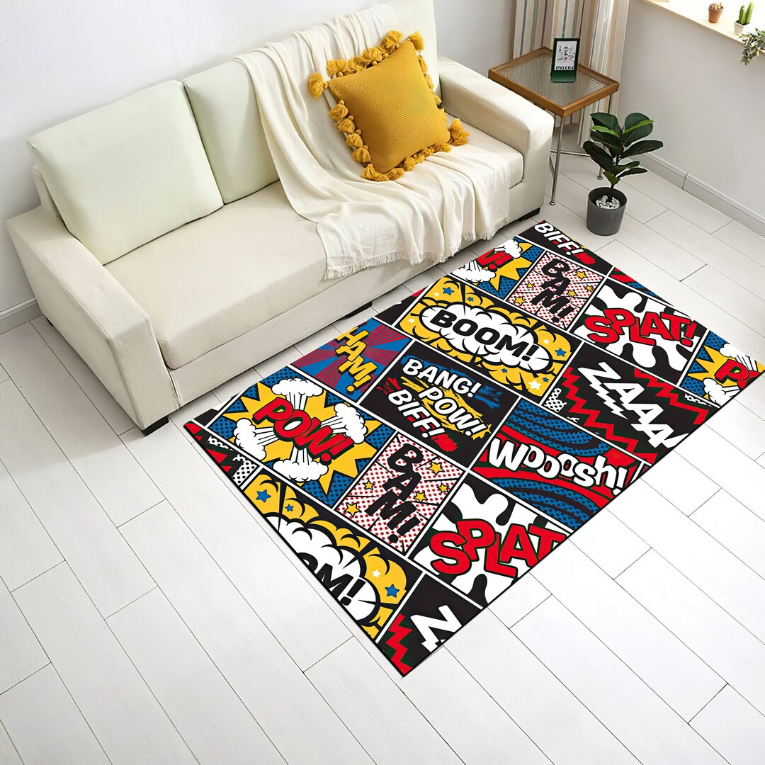 Pop Art Rug, Comic Graffiti Rug, Boom Art Rug,modern Art Rug,home ...