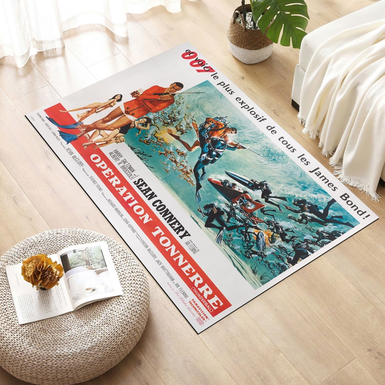 James Bond Theme Rug, Popular Film Carpet, 007 James Bond Design Rug ...