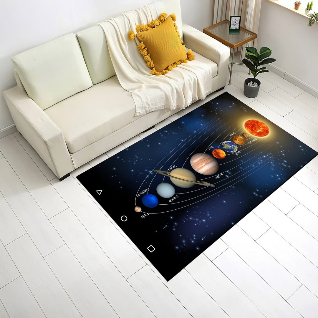 Solar System Rug, Educational Rugs, for Bedroom Cartoon Space Planet ...