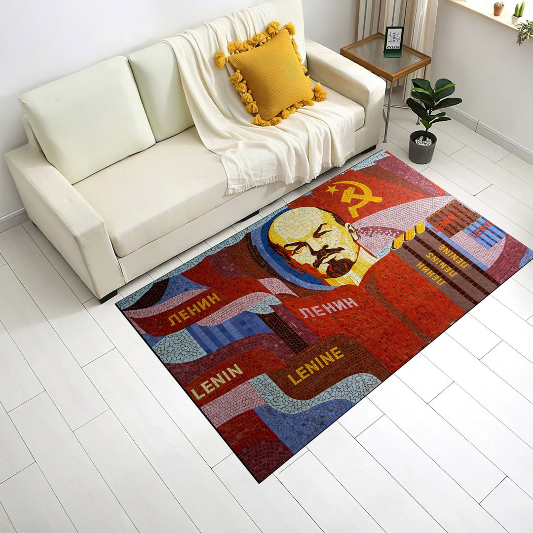 Lenin Soviet Hammer and Sickle Rug, Red Square Old Iconic Memories Rug ...