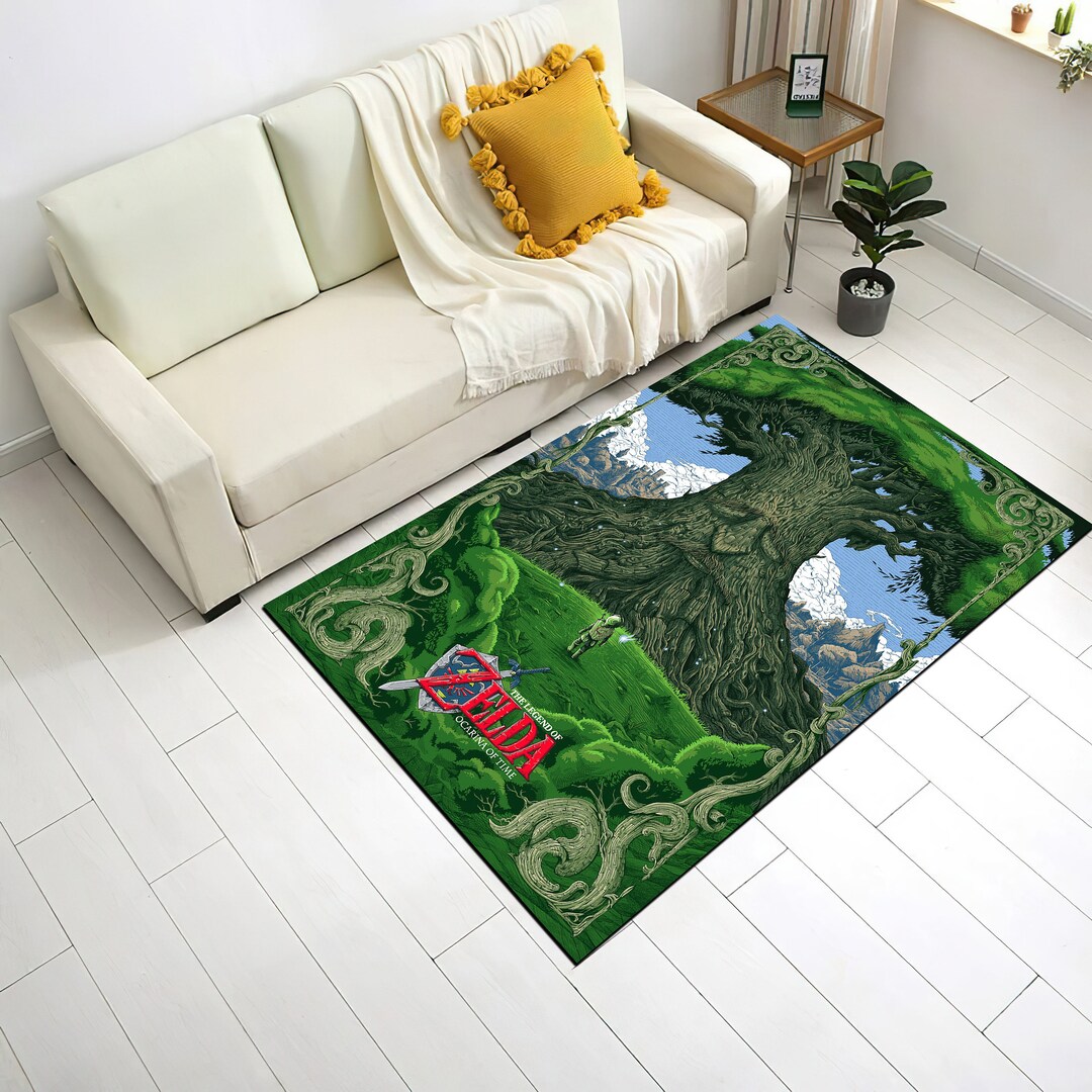 Legend of Zelda Rug, Zelda Poster Art Rug, Gaming Room Rug, Game Room ...