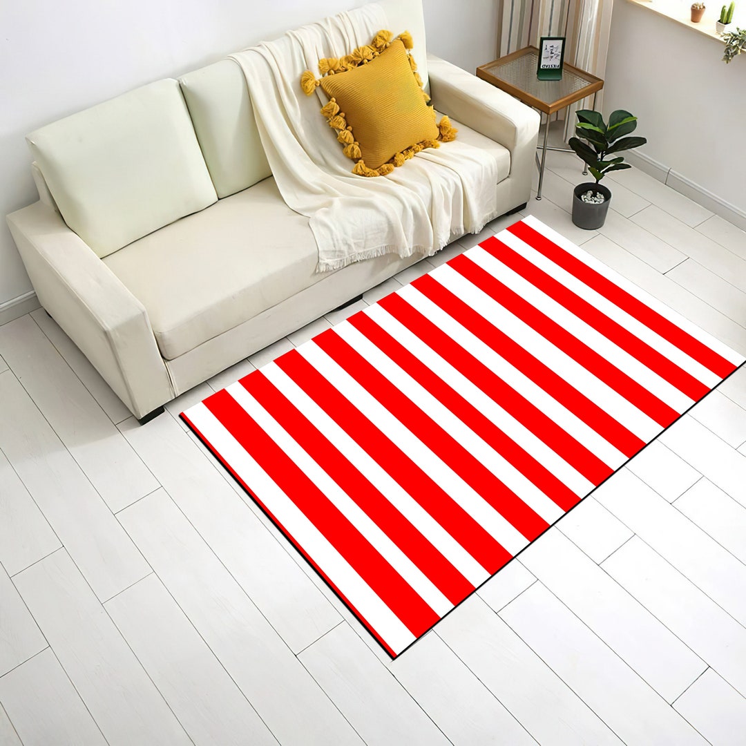 Red and White Stripes Area Rug, Striped Area Rug, Red and White Rugs ...