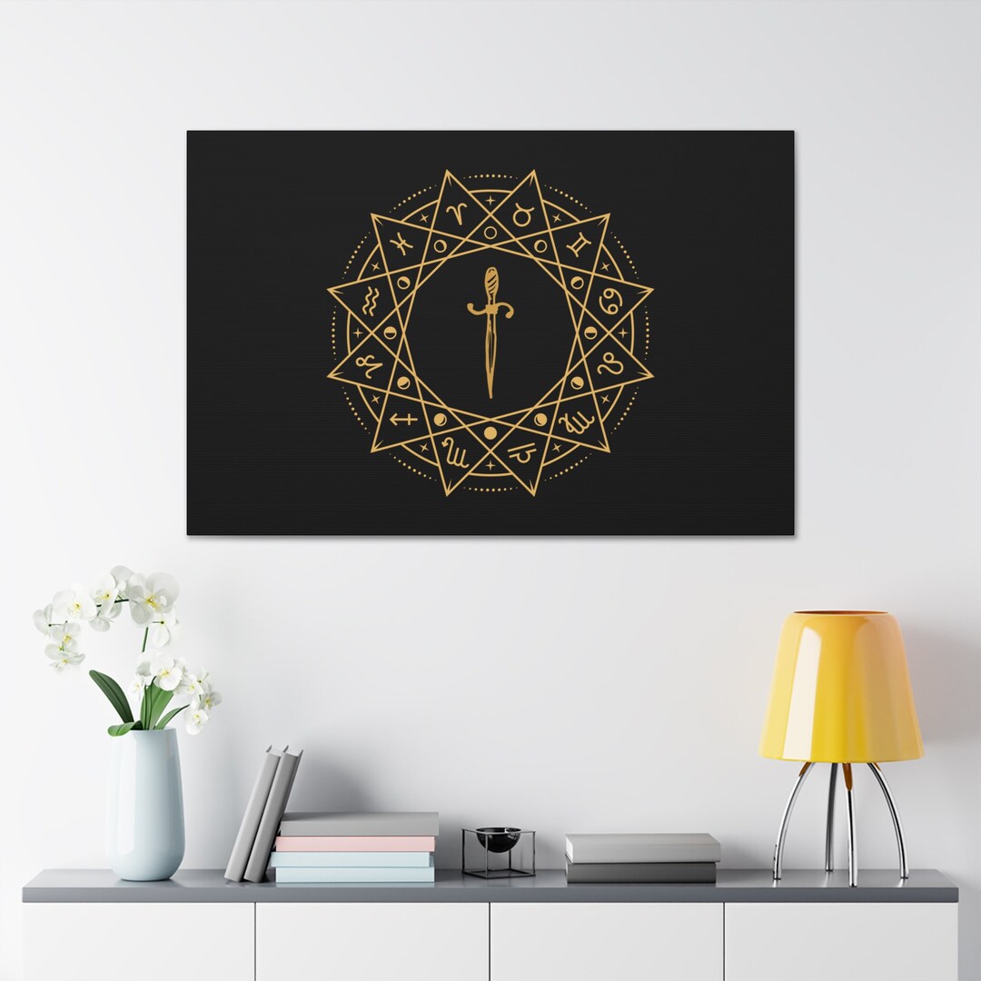 Zodiac Signs Canvas Golden Sword Wall Decor Masonic Emblem - Etsy