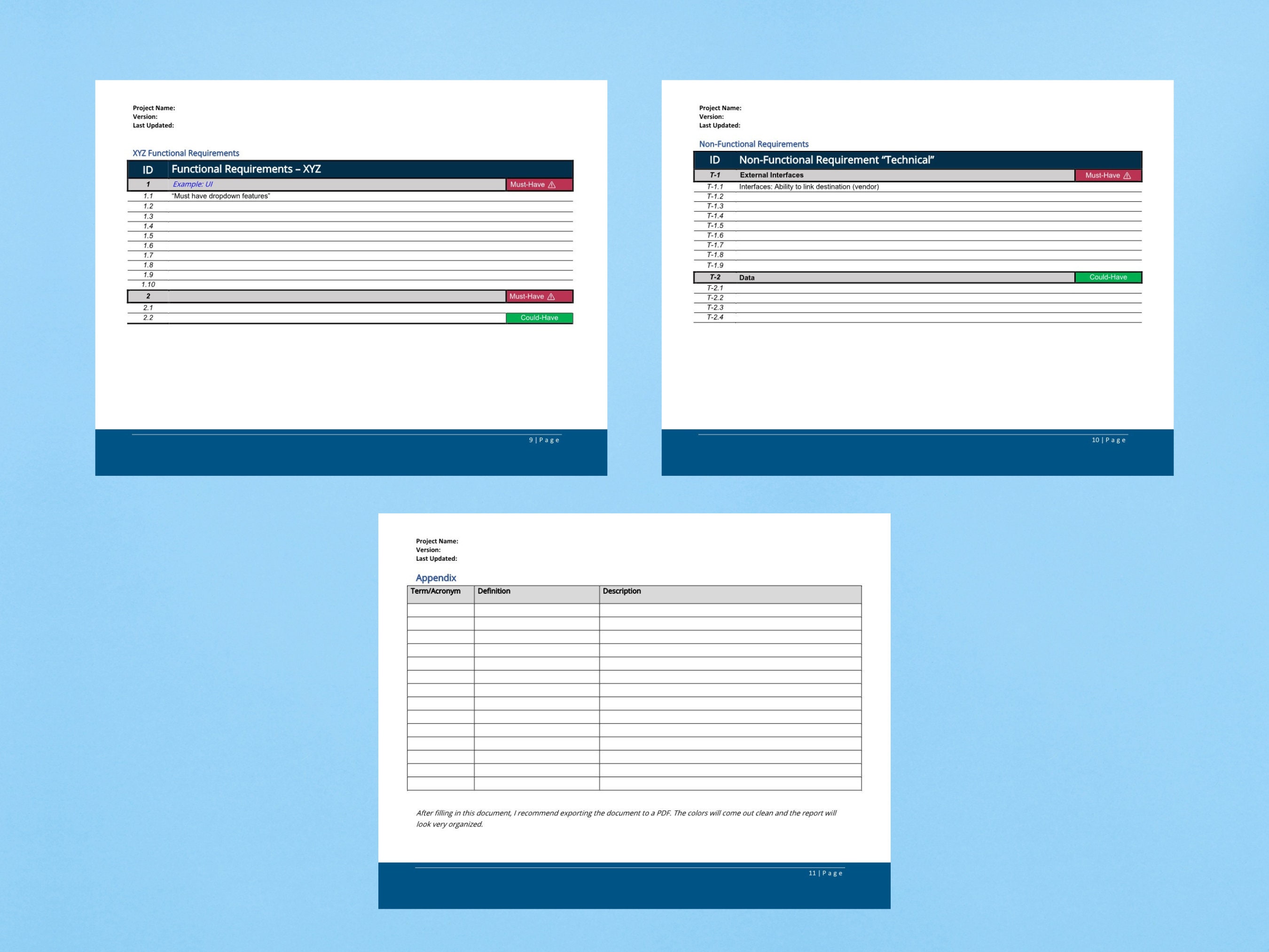 Functional Requirements Report Template - Project Management - Etsy