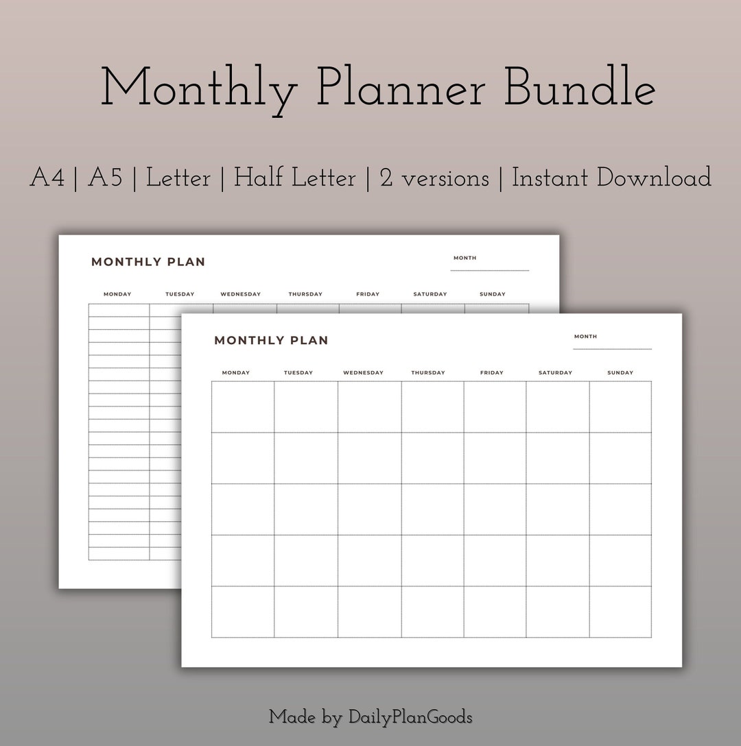 Monthly Planner Bundle Printable Planner iPad Monthly Remarkable ...