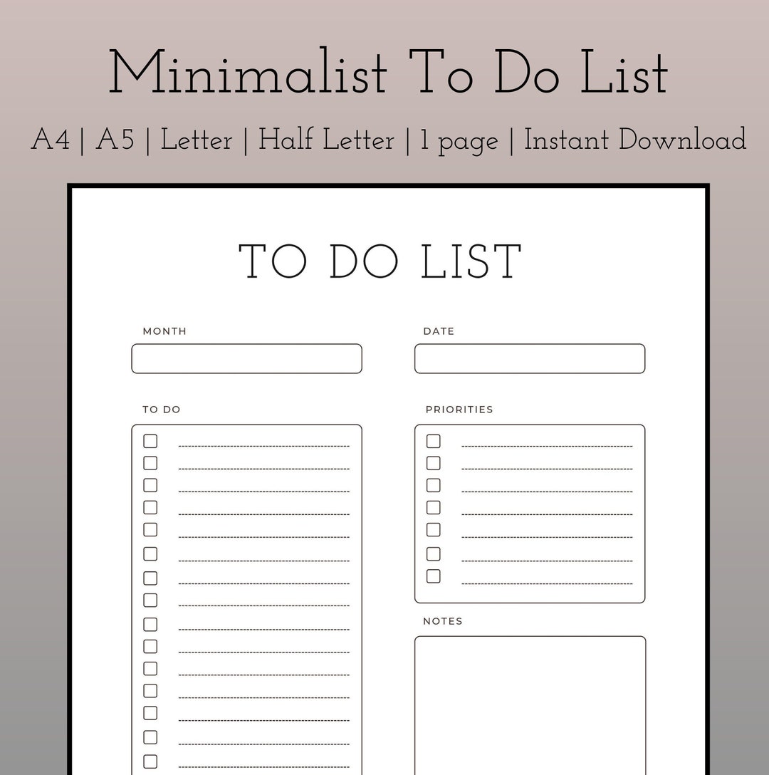 Minimalist to Do List Printable Daily Planner Remarkable Template ...