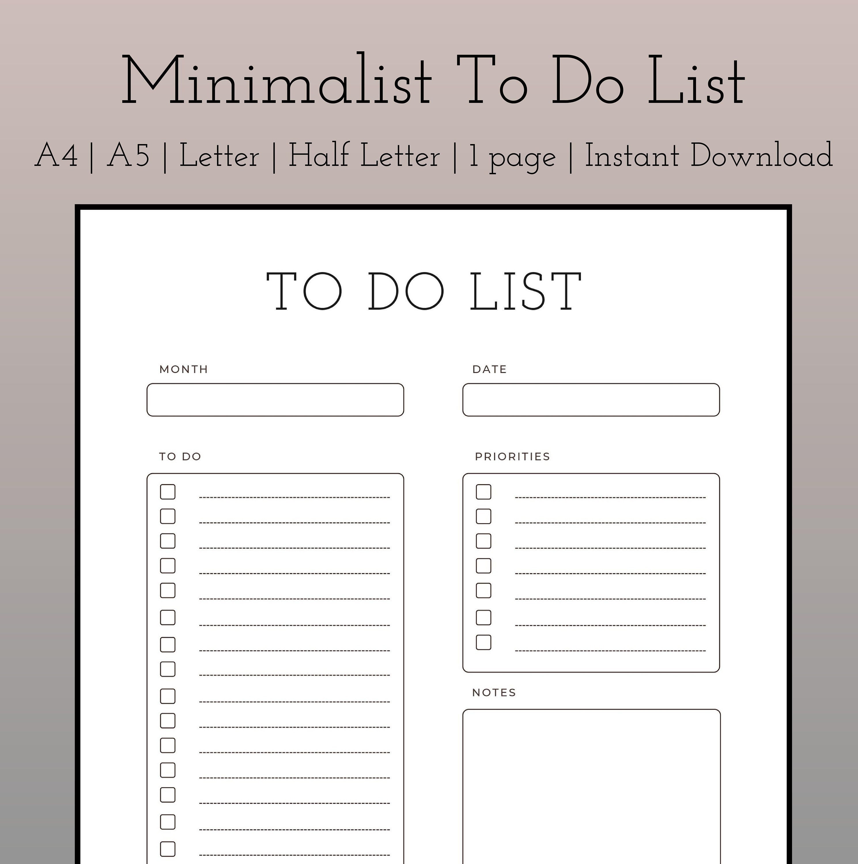 Minimalist to Do List Printable Daily Planner Remarkable Template ...