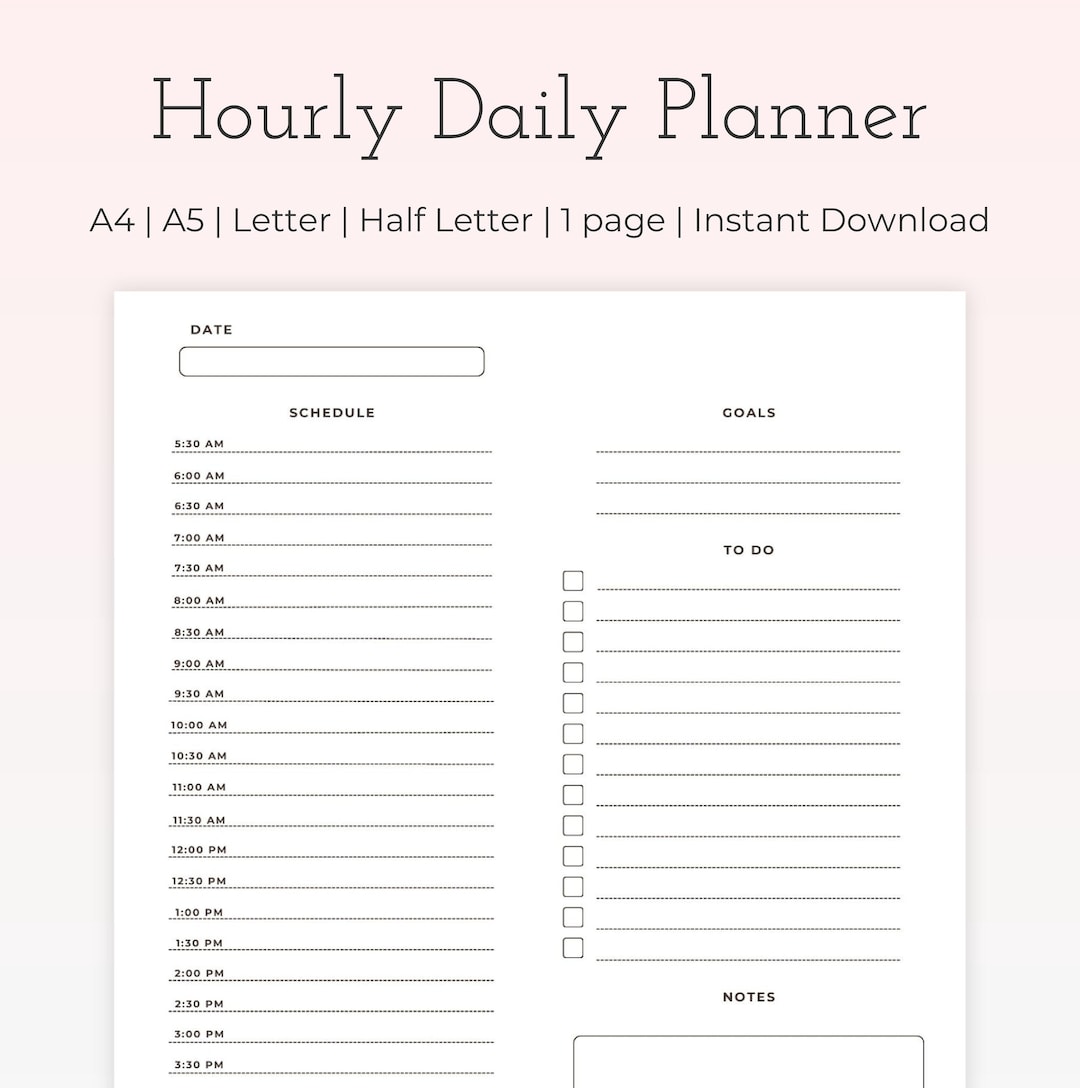 Printable Hourly Planner Fillable, Digital to Do List Hourly, Daily ...