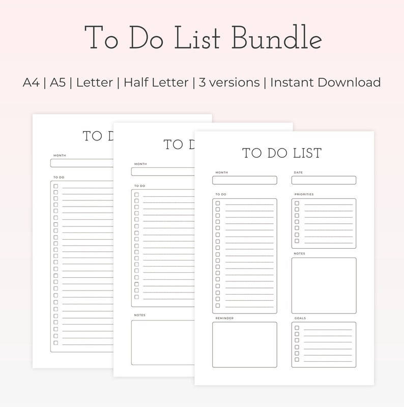 Printable to Do List Template, Minimalist Planner Checklist ADHD, Daily ...