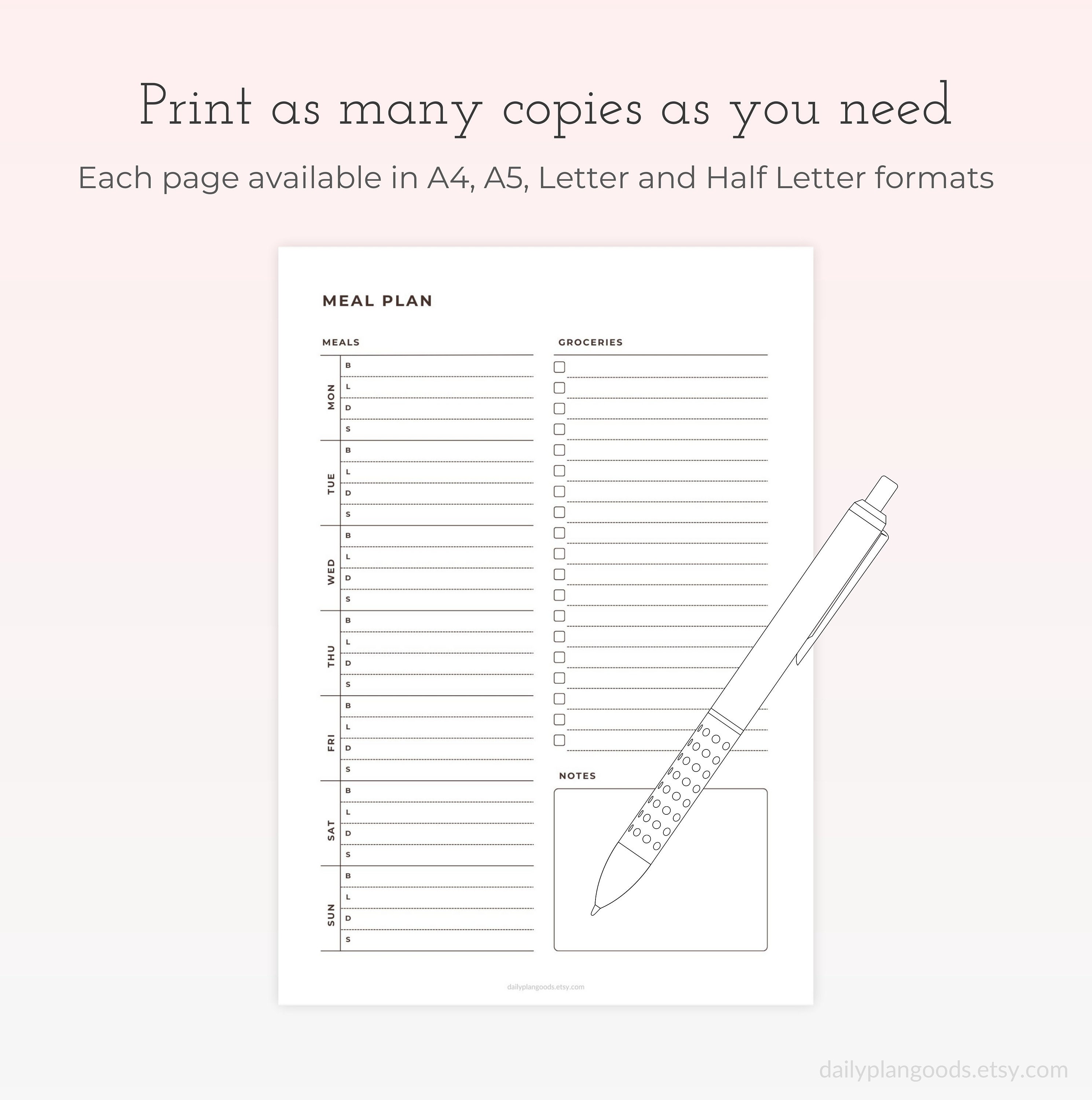 Printable Food Journal, Digital Meal Prep Planner, Meal Tracker Ipad ...