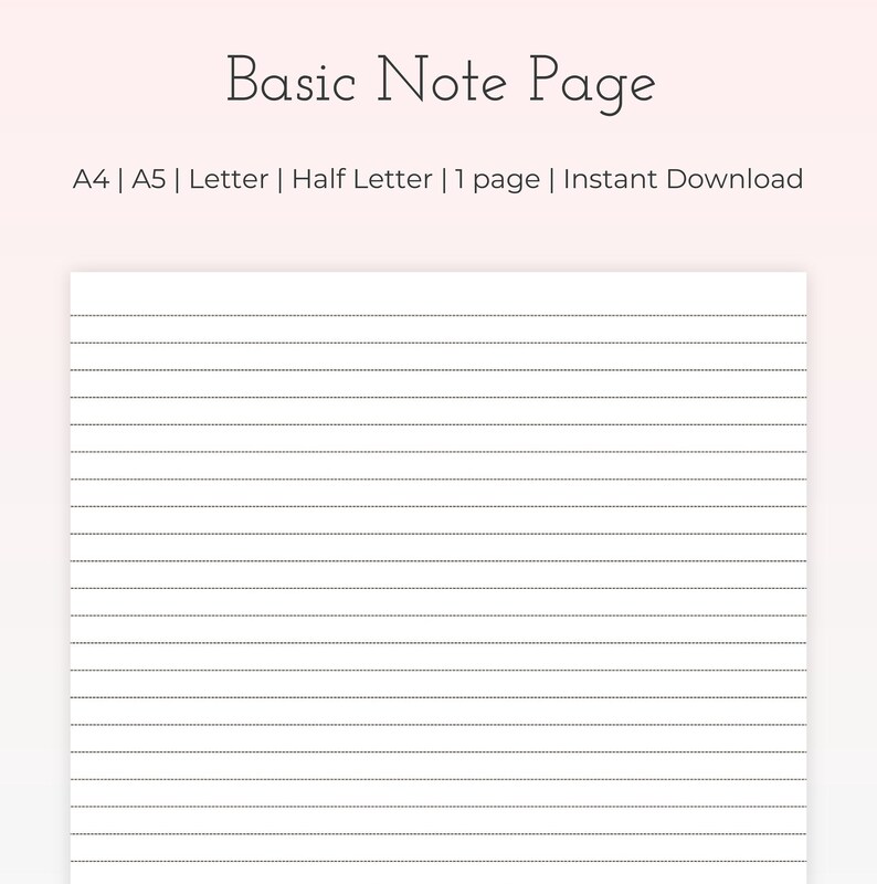 Lined Note Page Printable, Digital Journal Ipad, Junk Journal, iPad ...
