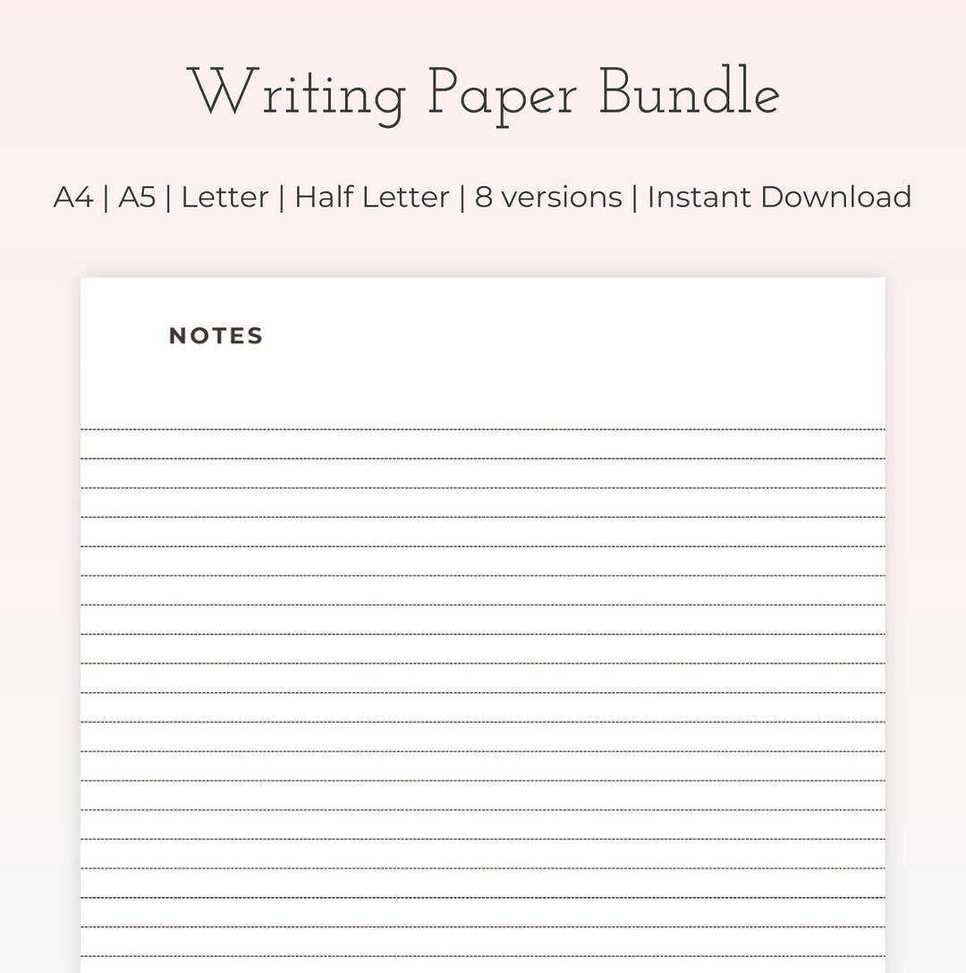 Writing Paper Bundle, Printable Notes Page, Digital Note Taking Page ...