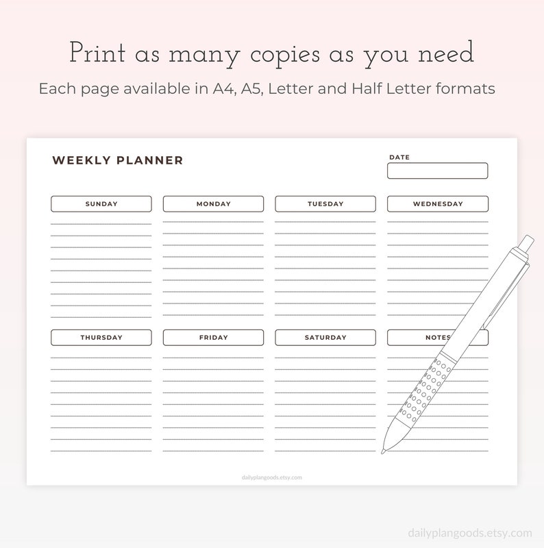 Weekly Organizer, Weekly Schedule, Weekly Planner Printable to Do List ...