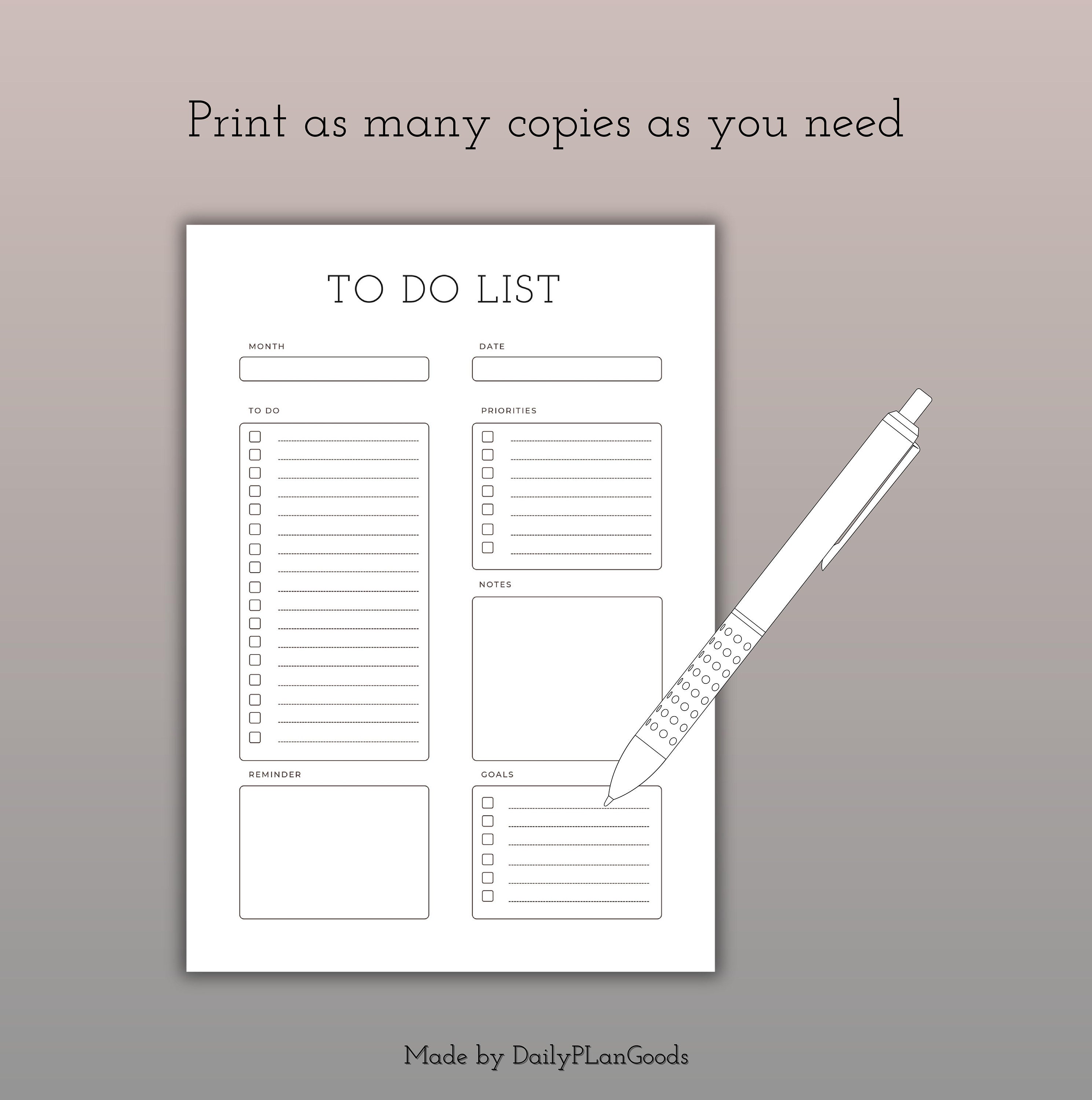 Minimalist to Do List Printable Daily Planner Remarkable Template ...