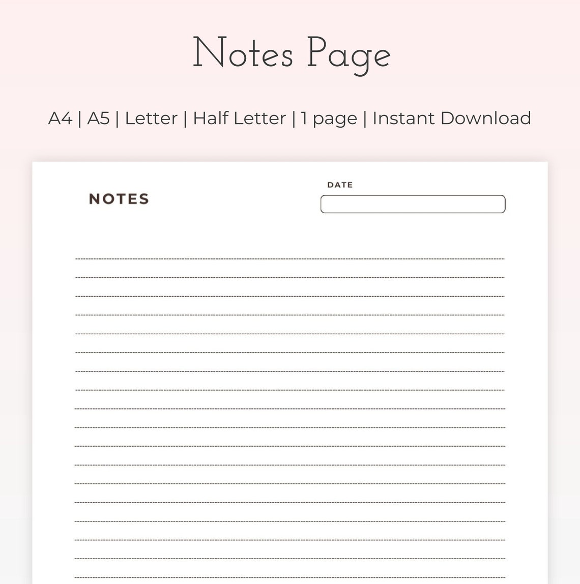 Printable Notes Page, Notes Template, Note Taking, Writing Paper, Notes ...