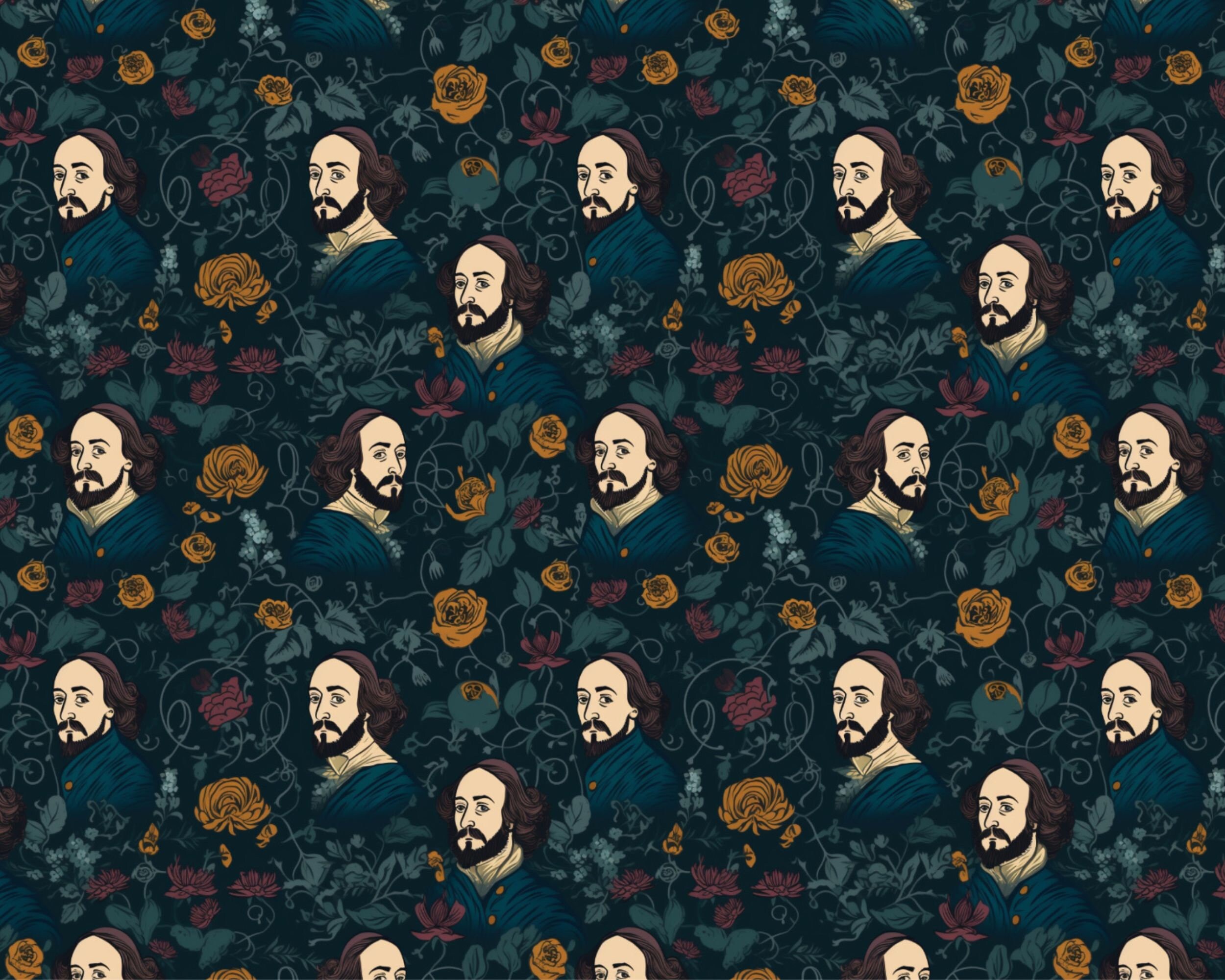 Shakespeare & Floral Sustainable Wrapping Paper Dark Academia Gift Wrap ...