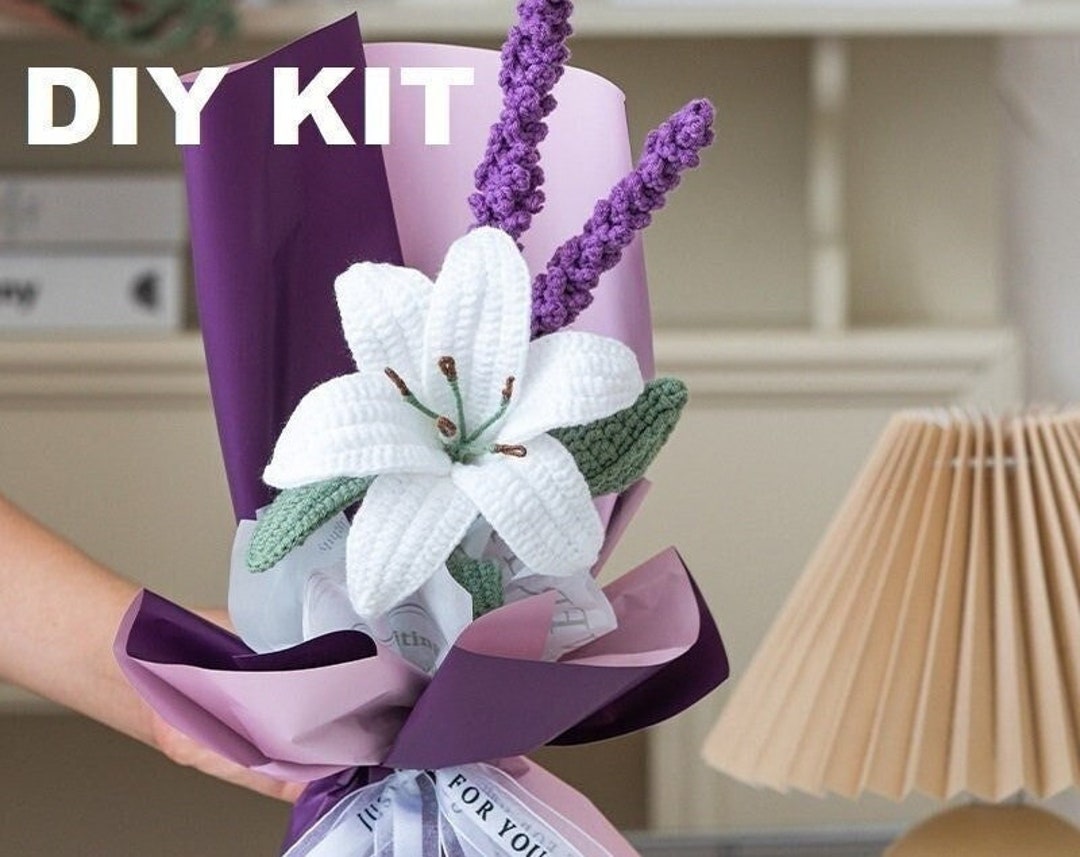 Wool Crochet Flower Bouquet DIY Kit Knitted Wool Flower - Etsy