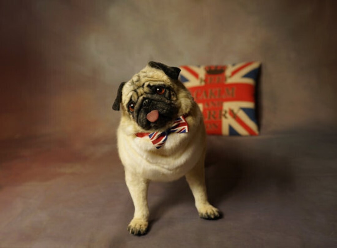 CUSTOM Articulated Dog Replica Realistic Life Size Pug Plushie ...