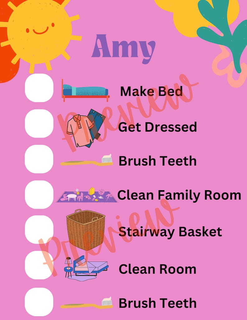 Custom Chore Chart- PRINTED&LAMINATED - Etsy