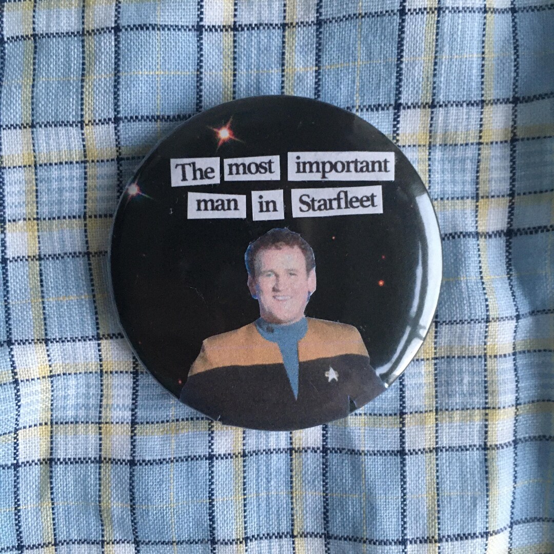 Chief O’brien Pin Badge, Handmade Collage Button Badge, Star Trek, Deep ...