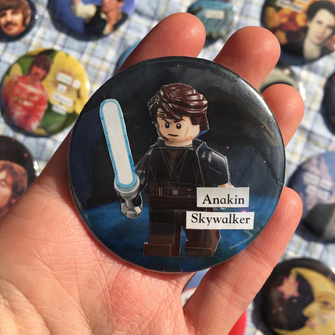 Anakin Skywalker Pin Badge, Lego Star Wars, Handmade Collage Button ...